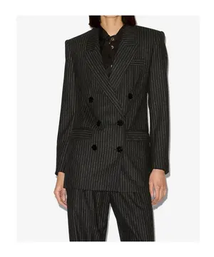 Isabel Marant Étoile Jevima Striped Wool Blend Double-breasted Blazer - Anthracite