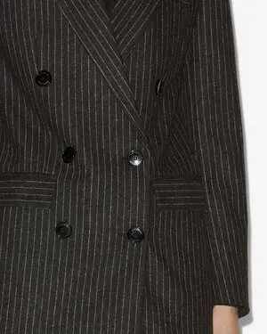 Isabel Marant Étoile Jevima Striped Wool Blend Double-breasted Blazer - Anthracite