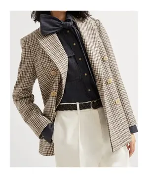 Brunello Cucinelli Peak Lapel Plaid Blazer