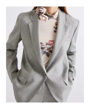 Marella Stretch Linen-blend Grisaille Blazer