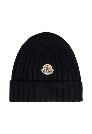 Moncler Logo Patch Beanie - Black