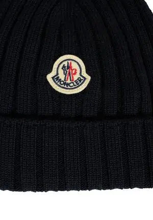 Moncler Logo-patch Beanie - Blue
