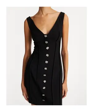 ROTATE BY BIRGER CHRISTENSEN Rose-buttoned Mini Dress