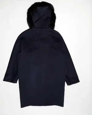 Max Mara Hooded Wool Coat With Fur Trim