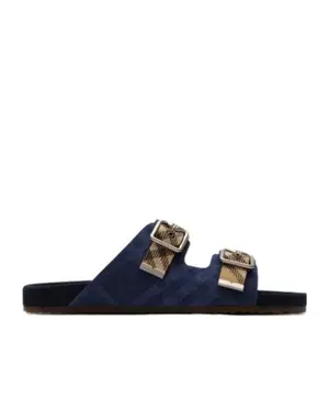 Burberry Urchin Buckled Slides - Navy