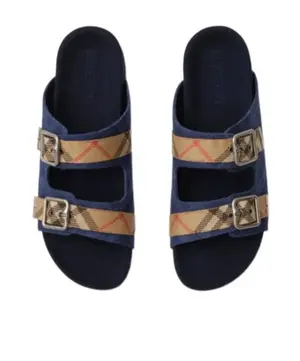 Burberry Urchin Double Strap Slides - Navy