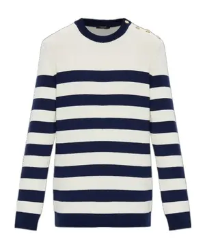Balmain Striped Crew Neck Jumper