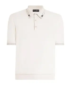 Dolce & Gabbana Dolce Gabbana Silk Short-sleeve Polo Shirt - White