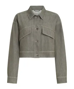 Brunello Cucinelli Monili Denim-effect Twill Outerwear Jacket - Gray