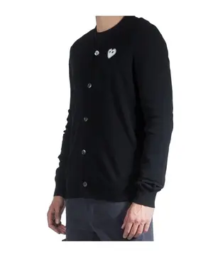Play Comme Des Garcon V-neck Button-front Cardigan - Black