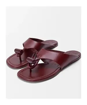 Loewe Toggle Flat Sandal In Shiny Smooth Calfskin - Red