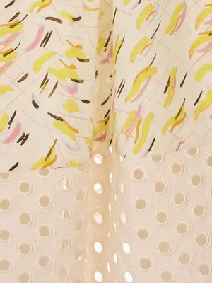Marni Brushstroke Wave Printed Midi Skirt With Embroidered Lace Hem - Nude