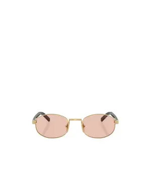 Prada Oval Frame Sunglasses - Golden