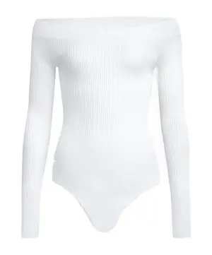Alaïa Off-shoulder Ribbed Bodysuit - White