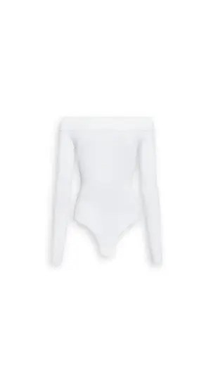 Alaïa Off-shoulder Ribbed Bodysuit - White