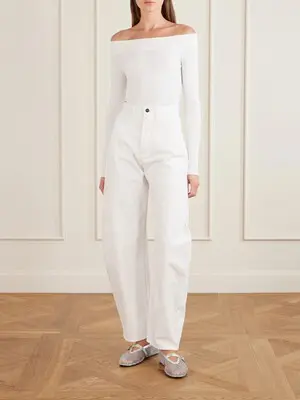 Alaïa Off-shoulder Ribbed Bodysuit - White
