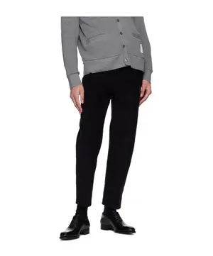 Thom Browne Corduroy Stripe Detail Chino Trousers - Black