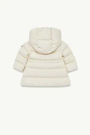 Moncler Padded Hooded Jacket With Ruffle Detail - White