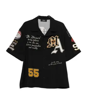 Amiri Varsity Patch Oversized Camp Shirt - Black