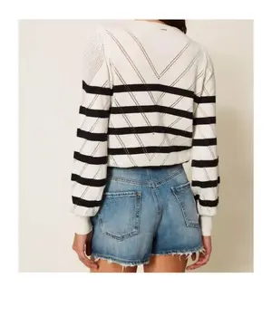 TWINSET Striped Openwork Crewneck Jumper