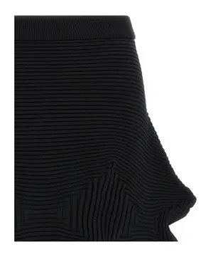 Issey Miyake Linkage Ruffled Knitted Skirt - Black