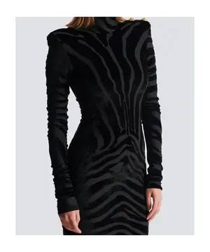 Balmain Zebra-print Velvet Mini Dress