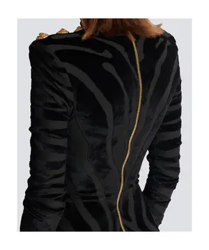 Balmain Zebra-print Velvet Mini Dress