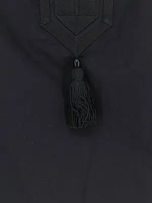Tory Burch V-neck Tunic With Fringe And Herringbone Trim - Black