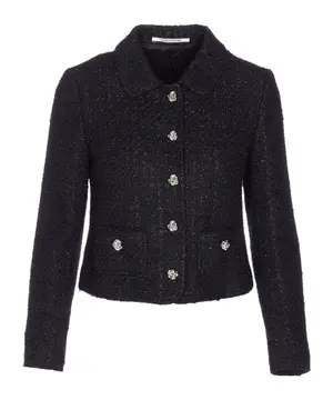 Tagliatore Textured Tweed Jacket With Metal Button Detail