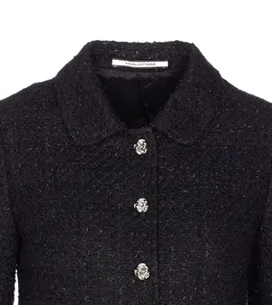 Tagliatore Textured Tweed Jacket With Metal Button Detail