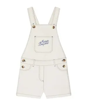 Bonpoint Embroidered Short Overalls - Off White