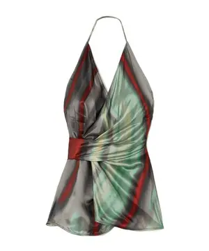 Rick Owens Laura Printed Satin Halter Neck Top