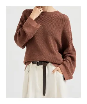 Brunello Cucinelli Sparkling Detail Long Sleeve Sweater