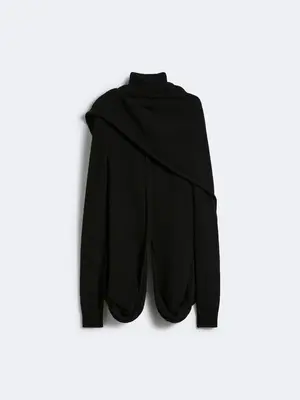 Sportmax High-neck Knitted Jumper With Front Slit - Black