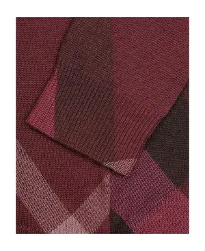 Burberry V-neck Plaid Trim Cardigan