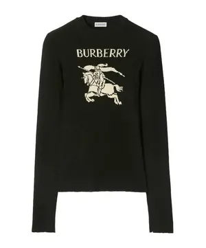 Burberry Burberry Shona Equestrian Intarsia Knitted Sweater Black/green