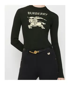 Burberry Shona Equestrian Intarsia Knitted Sweater - Black/green