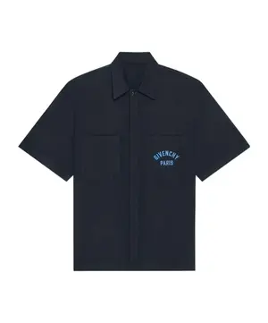 Givenchy Paris Signature Embroidered Short-sleeved Shirt - Black