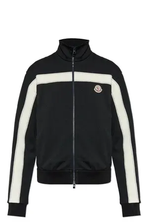 Moncler Contrast Stripe Zip Sweatshirt - Black
