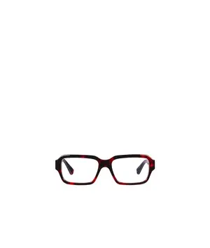 Gucci Rectangular Frame Sunglasses With Tortoiseshell Acetate Temples - Bright Red And Black