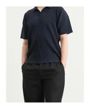 Issey Miyake Homme Plissé Pleated Polo Shirt - Black
