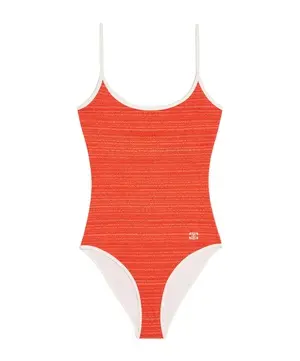 Celine Striped Jersey Swimsuit