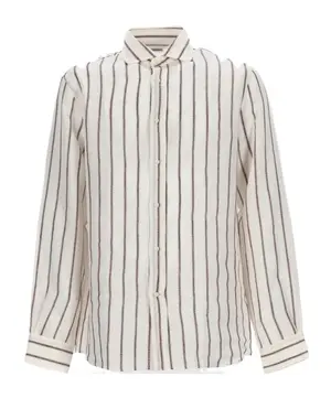 Brunello Cucinelli Striped Linen Shirt - White