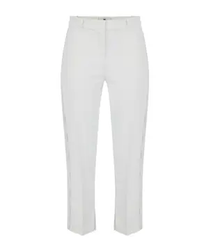 Elisabetta Franchi Slim Fit Crepe Trousers With Tuxedo Detail - Ivory