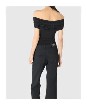 MARINE SERRE Off-shoulder Draped Bustier Top