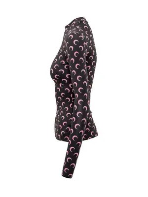 MARINE SERRE Crescent Moon Print Long Sleeve Top