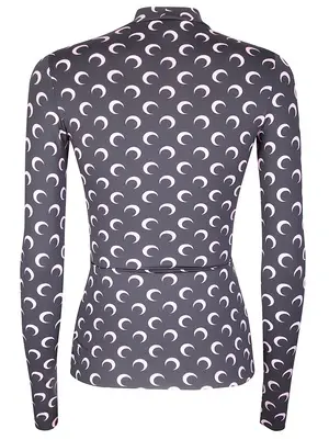 MARINE SERRE Crescent Moon Print Long Sleeve Top