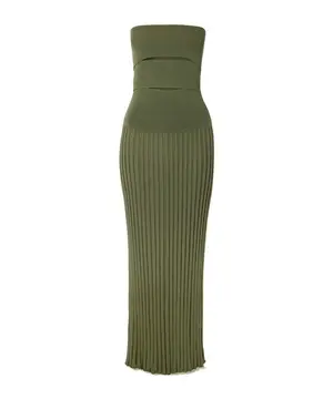 Christopher Esber Slash Strapless Ribbed Knit Maxi Dress - Green