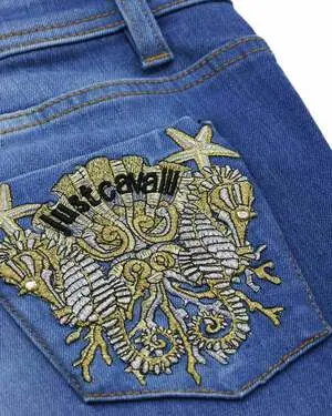 Just Cavalli Embroidered Straight Leg Jeans