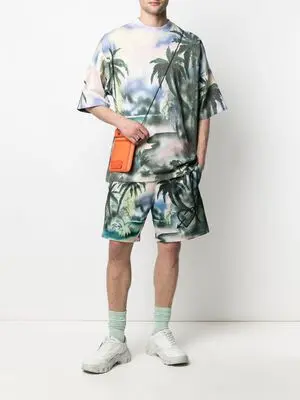 Palm Angels Paradise Printed Net Sports Shorts - Multicolor